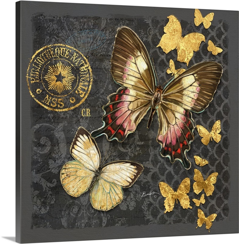 Gilded Butterfly on Black | Great Big Canvas