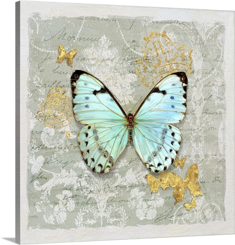 Gilded Butterfly on Grey | Great Big Canvas