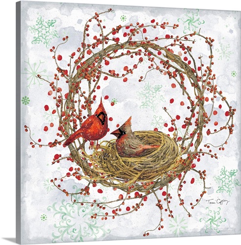 Woodland Wreath - Cardinals | Great Big Canvas