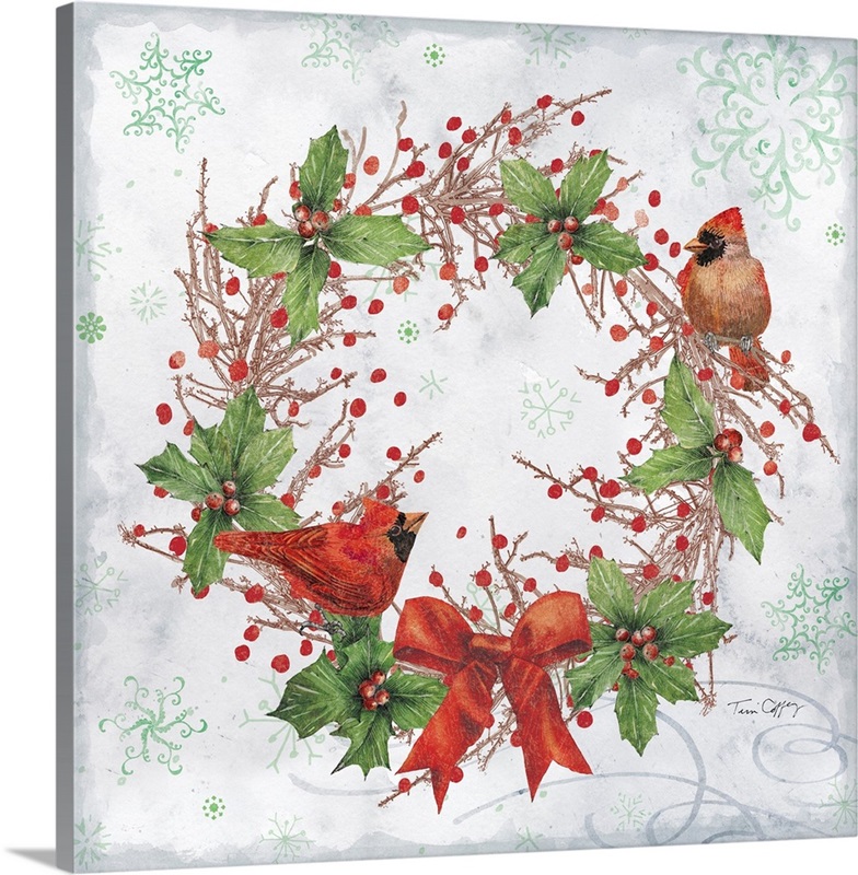 Woodland Wreath - Cardinals | Great Big Canvas
