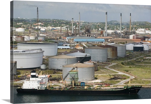ABC Islands, Curacao, Willemstad, Curacao Island Oil Refinery on the ...
