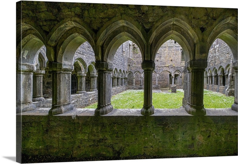 Ancient Cloisters Surround This Patch Of Grass At Moyne Abbey, County ...