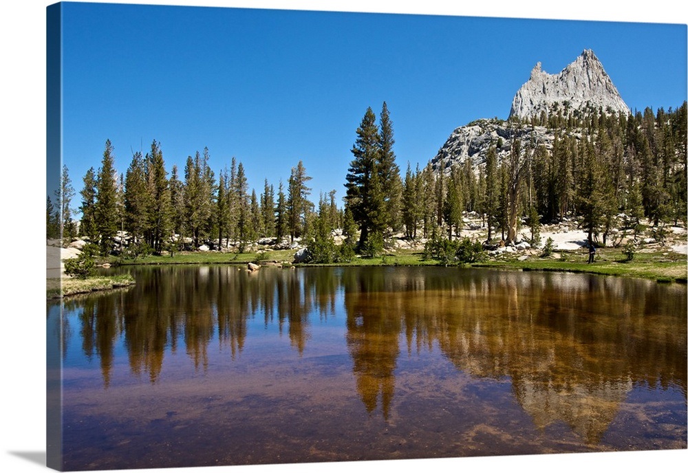 California Yosemite National Park Cathedral Peak Reflected In A