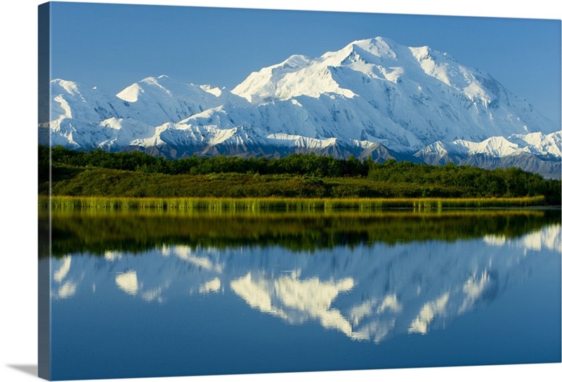 Denali rises above the Alaska Range in Denali National Park, Alaska ...