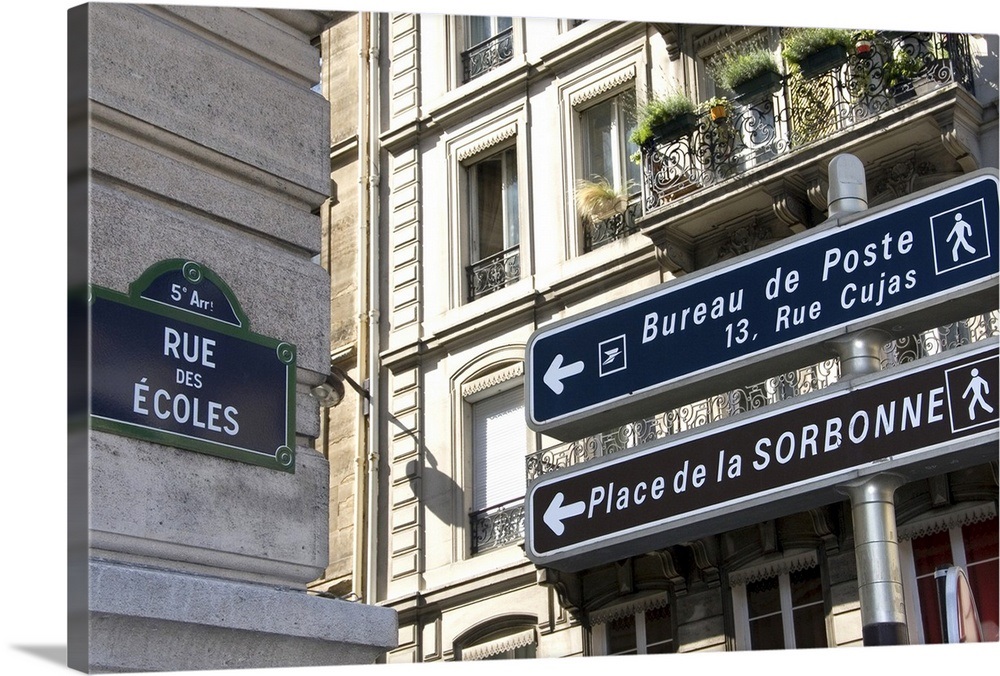 French language street signs in the Latin Quarter of Paris, France Wall ...