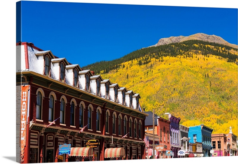 Historic downtown and fall color, Silverton, Colorado USA Wall Art ...