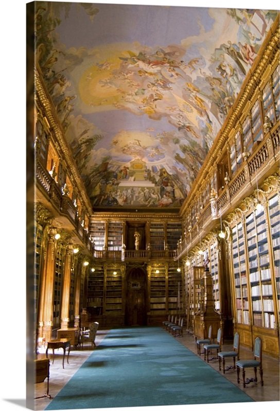 Historic Strahov Library with rare historical books in Prague, Czech ...