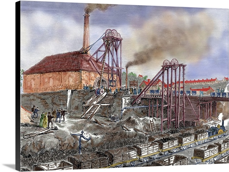 Industrial Revolution, England, Mining, Nineteenth-century engraving ...