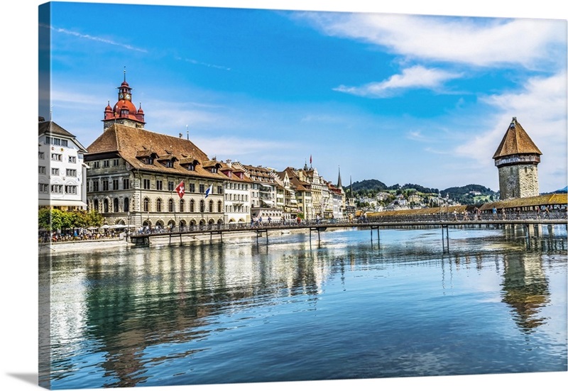 Inner Harbor Restaurants, And Shops, Lucerne, Switzerland, Built In ...