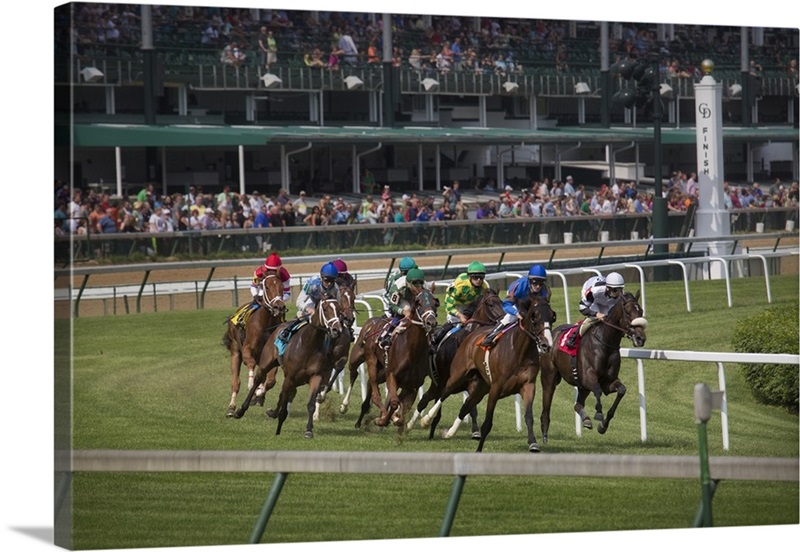 Kentucky, Louisville. Horses racing on turf at Churchill Downs | Great ...