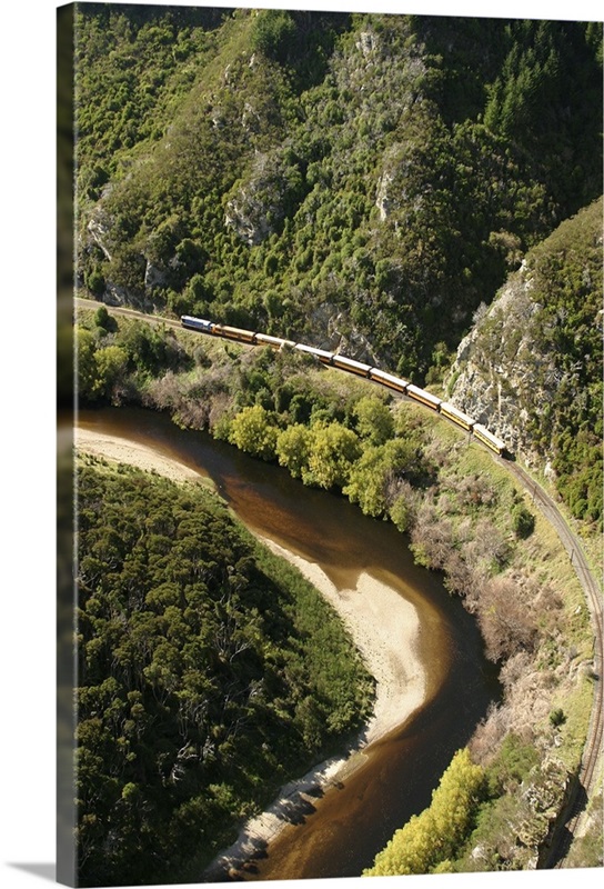 Taieri Gorge Train, Taieri Gorge, near Dunedin - aerial | Great Big Canvas