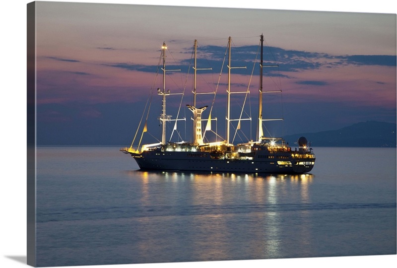 Tall Ship At Night, Mykonos, Greece | Great Big Canvas