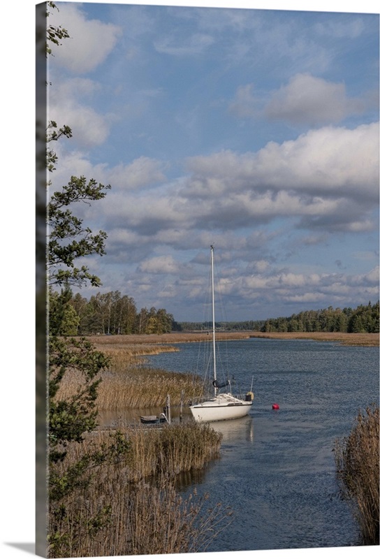 Turku, Finland. Sailboat on water in harbor near Turku Holiday Club ...