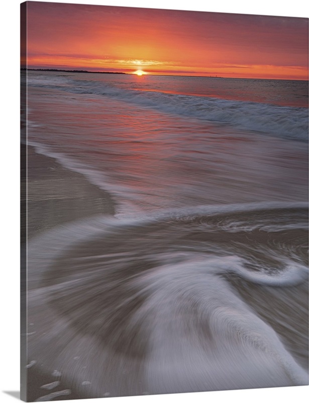 USA, New Jersey, Cape May National Seashore, Sunrise On Shoreline ...