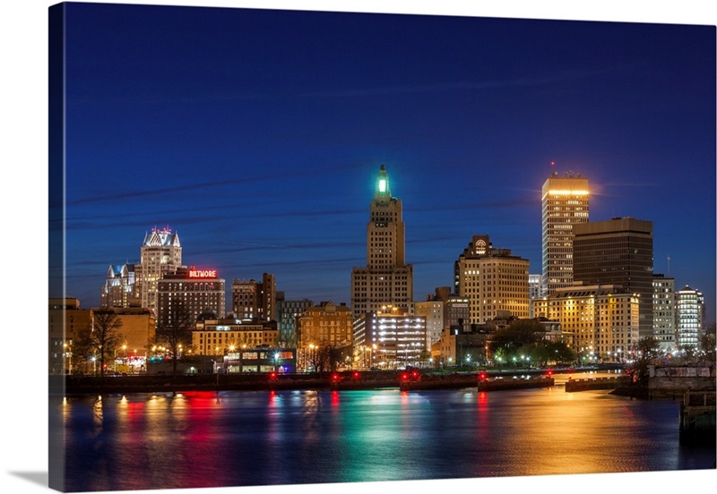 USA, Rhode Island, Providence, City Skyline From The Providence River ...