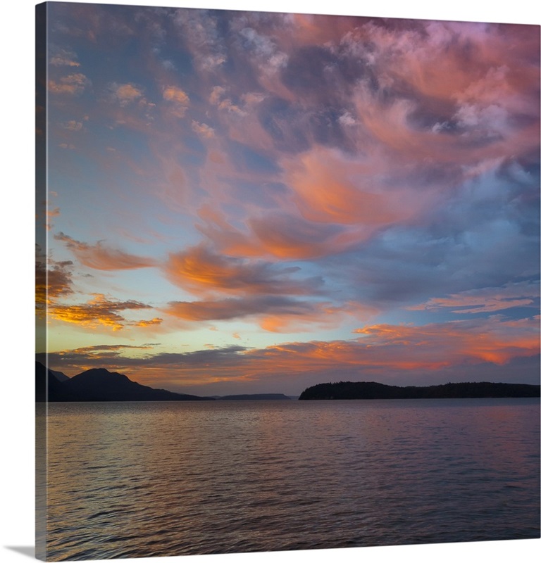 Washington State, Seabeck, Sunset Over Hood Canal Wall Art, Canvas ...