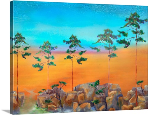 Five Pine Trees In Beautiful Landscape | Great Big Canvas