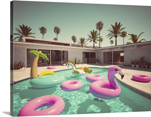 Floats In A Retro Style Pool | Great Big Canvas
