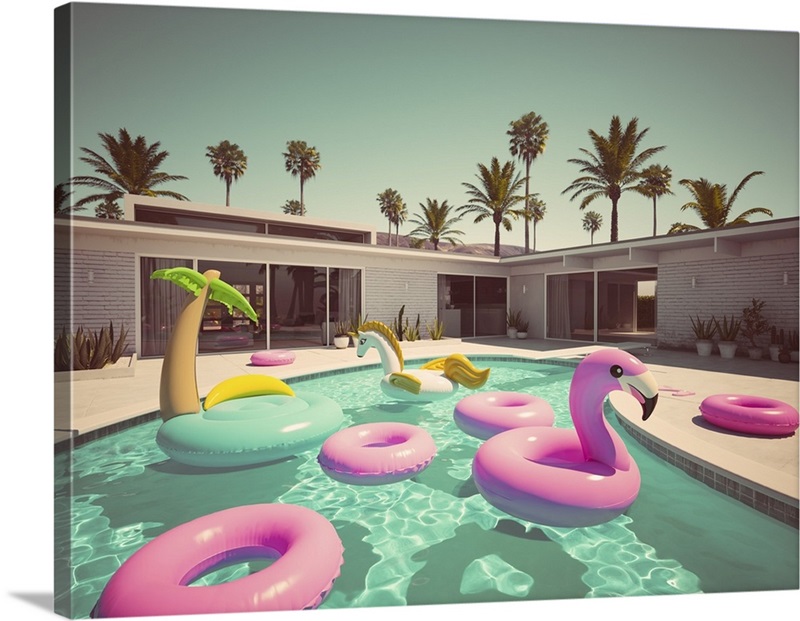 Floats In A Retro Style Pool | Great Big Canvas