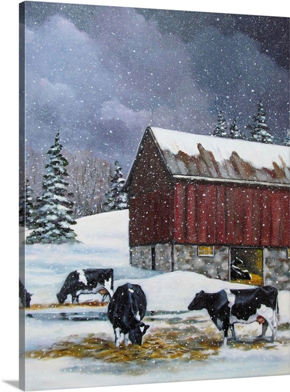 Holstein Cows In Snow | Great Big Canvas