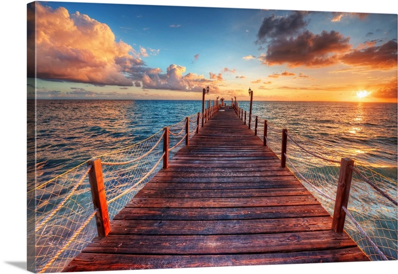 Sunset Over Sea Pier | Great Big Canvas
