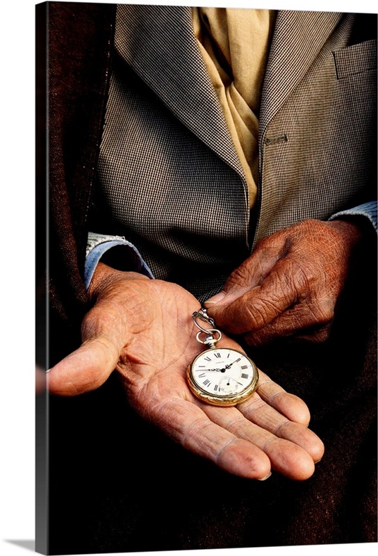 Africa, Tunisia, an old man shows his pocket watch | Great Big Canvas