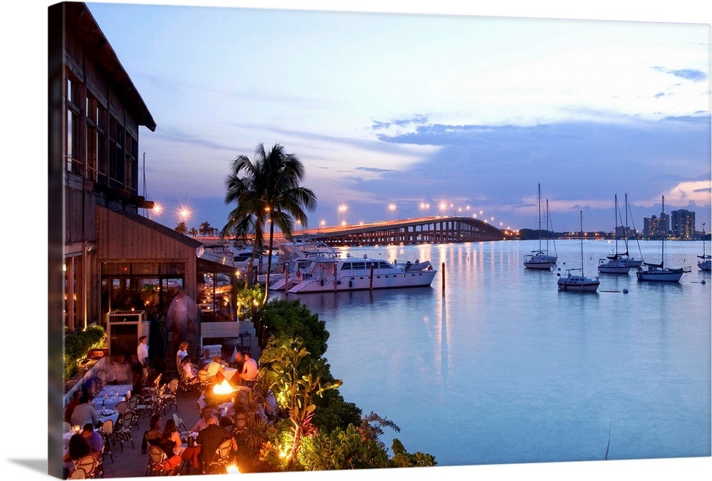Florida, Miami, Rusty Pelican Restaurant and Rickenbacker Causeway Wall ...