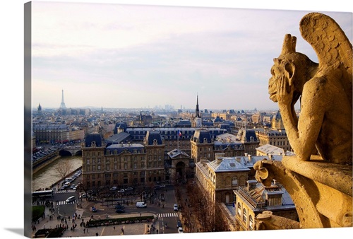 France, Paris, Notre Dame, Gargoyle (Stryge Chimera) | Great Big Canvas