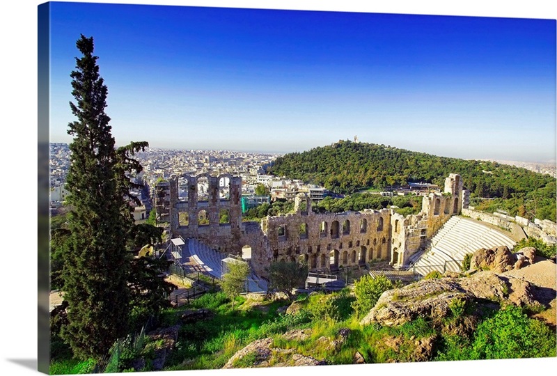 Greece, Athens, Odeum of Herodes Atticus and the Filopappo Hill | Great ...