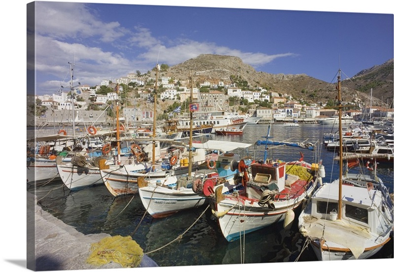 Greece, Peloponnese, Hydra Island, harbor | Great Big Canvas