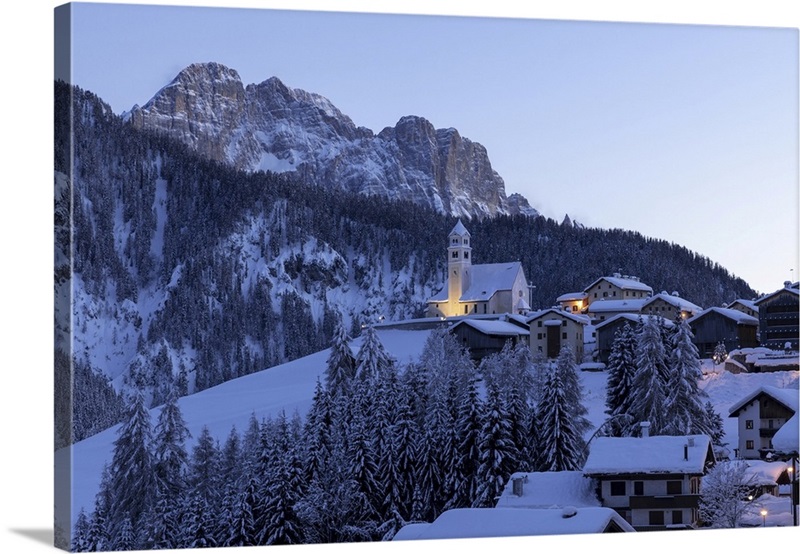 Italy, Dolomites, Colle Santa Lucia, Church Of Santa Lucia And Monte ...