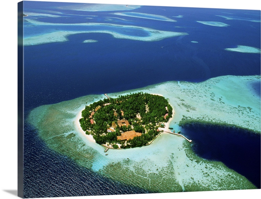Maldives, Male Atoll, Villivaru, Tropics, Indian ocean, Aerial of the ...