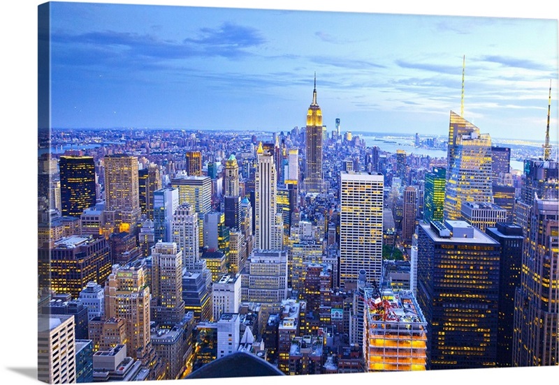 New York City, Manhattan, city scene at night | Great Big Canvas