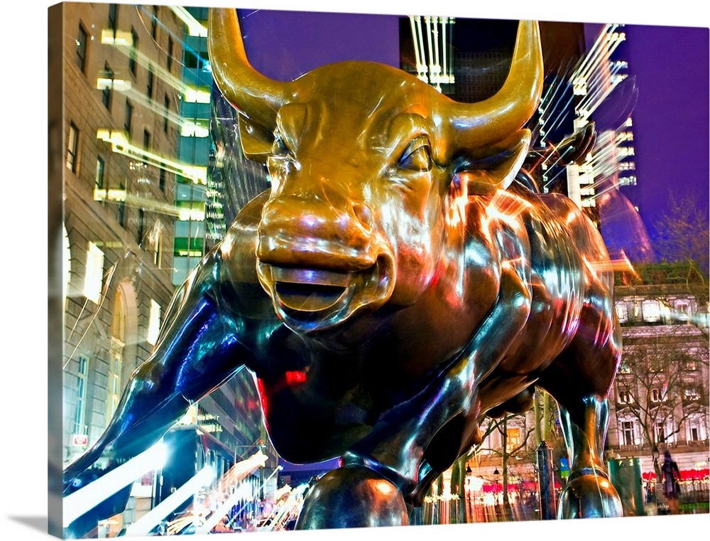 New York, New York City, Charging Bull, Financial district icon Wall ...