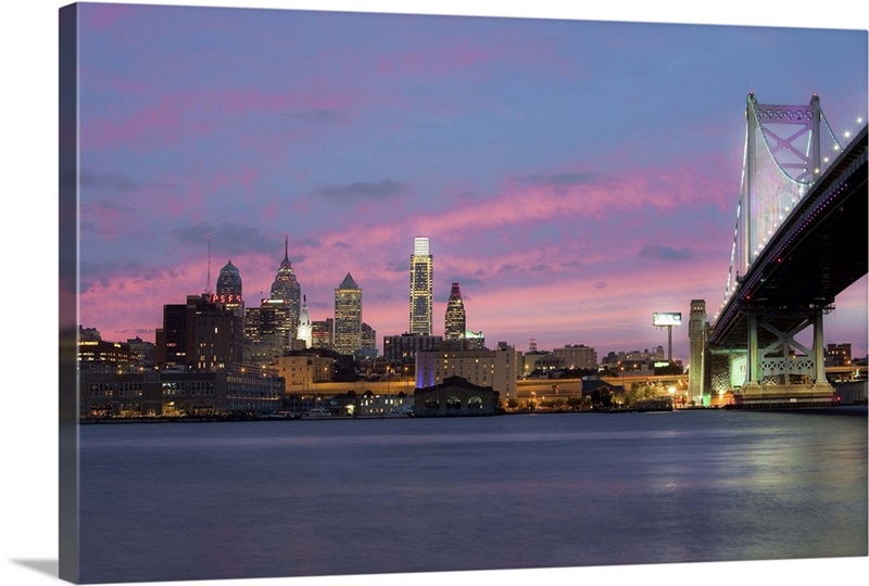 Pennsylvania, Philadelphia, Philadelphia's skyline over Delaware River ...