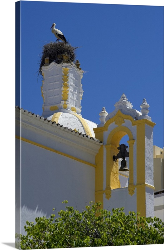 Portugal, Faro, a stork's nest on the Capela de Santo Amaro church in ...