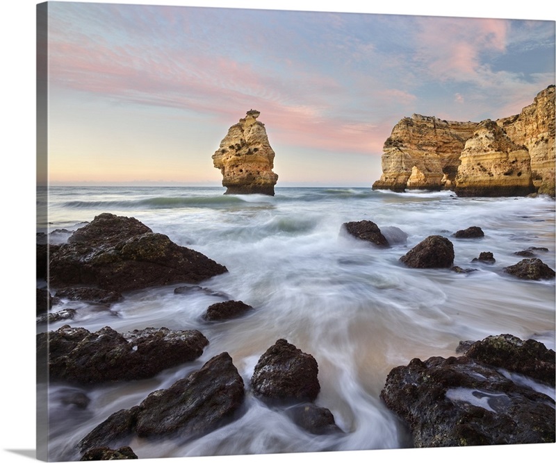 Portugal, Faro, Lagoa, Atlantic Ocean, Algarve, Rocky Coast At Praia Da ...