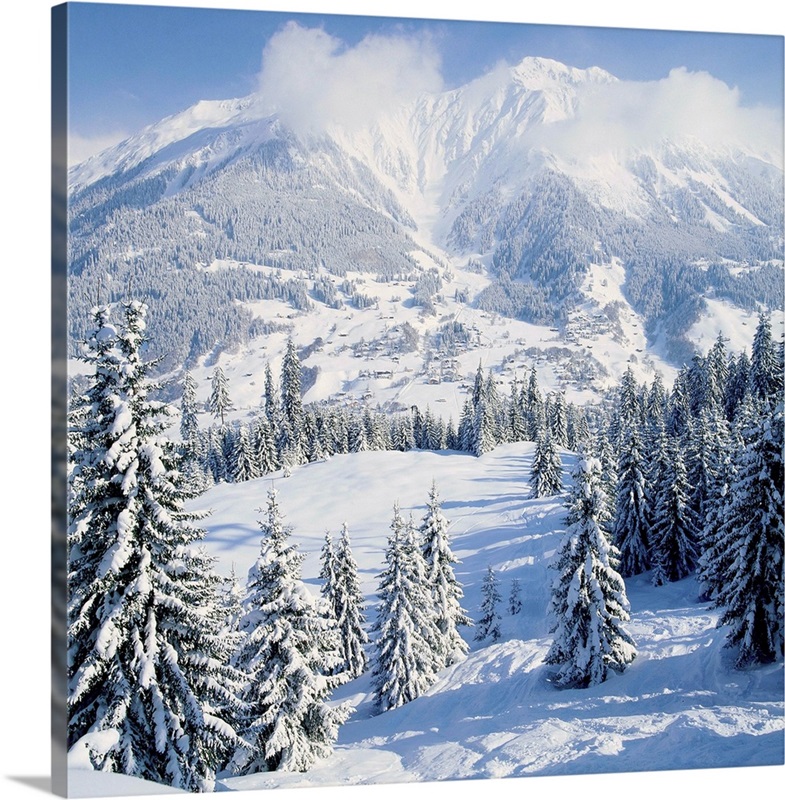 Switzerland, Graubunden, View towards Klosters village | Great Big Canvas