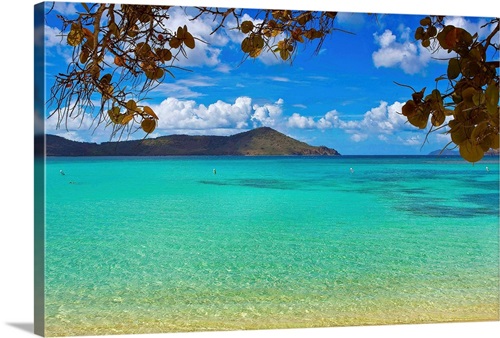 U.S. Virgin Islands, St. Thomas, Smith Beach, view of Thatch cay ...