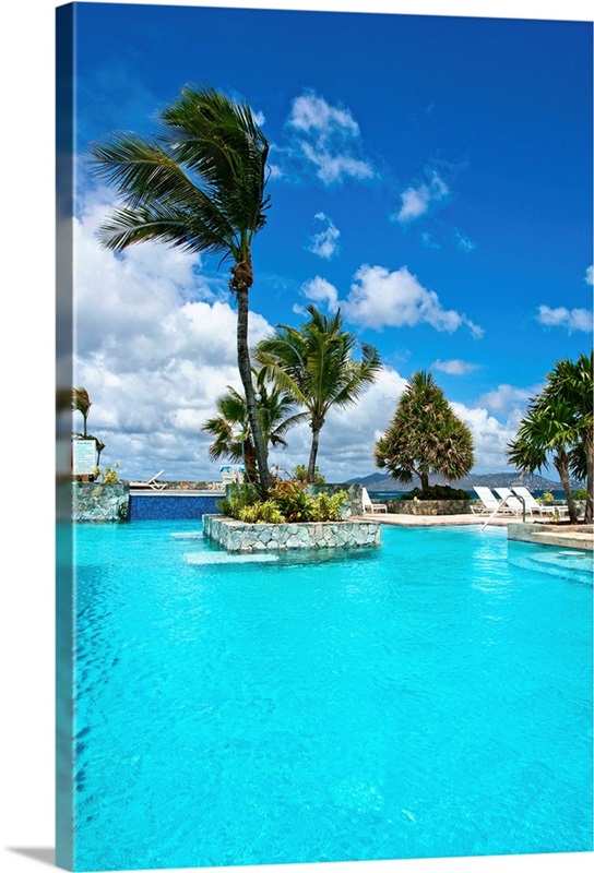 U.S. Virgin Islands, St. Thomas, Swimming pool at Sapphire Beach Resort ...