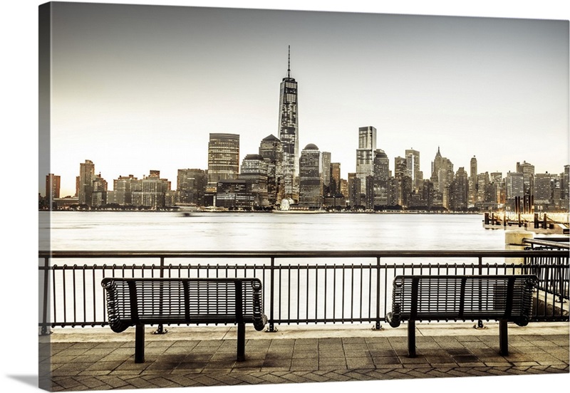 USA, New Jersey, Sundial, Lower Manhattan Skyline With Freedom Tower At ...