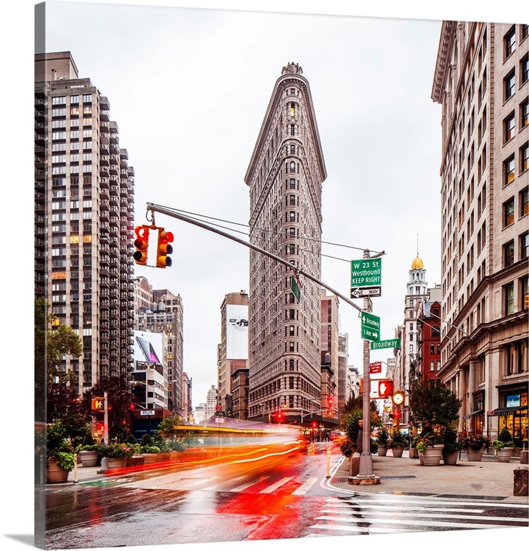 USA, New York City, Flatiron Building With The Rain Wall Art, Canvas ...
