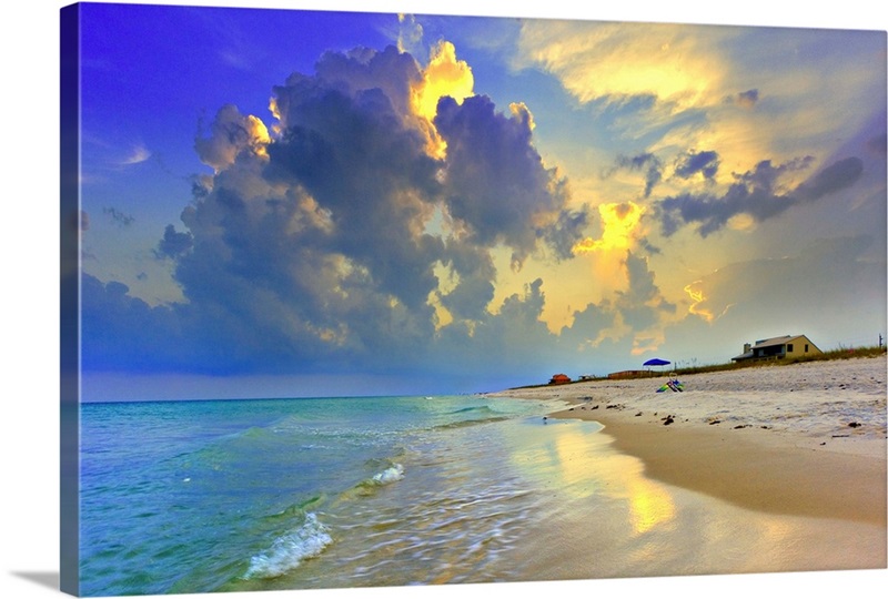 Blue Beach Sunset National Seashore Sea | Great Big Canvas