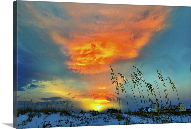 Dark Red Cloud Over Sand Dunes At Sunset | Great Big Canvas