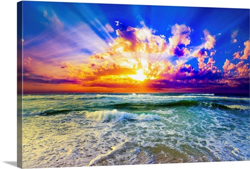 Purple And Blue Beach Sunset | Great Big Canvas
