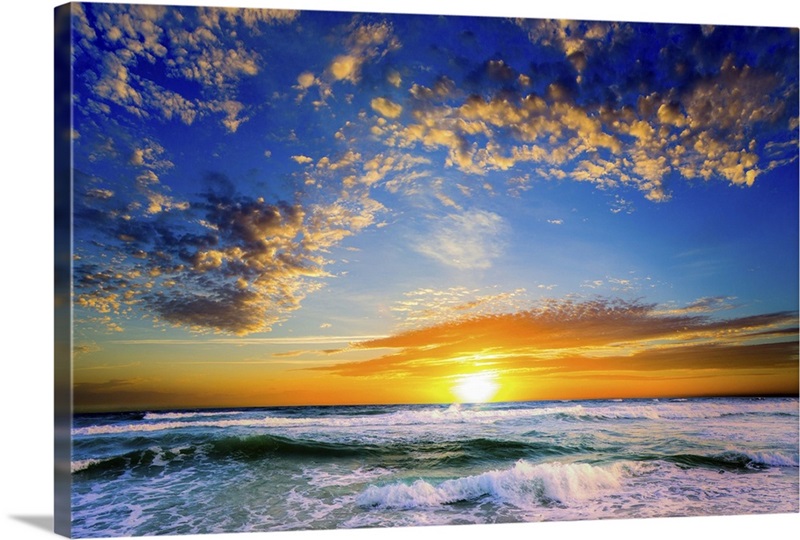 Sunset Orange Blue Florida Sunset Beautiful Beach | Great Big Canvas