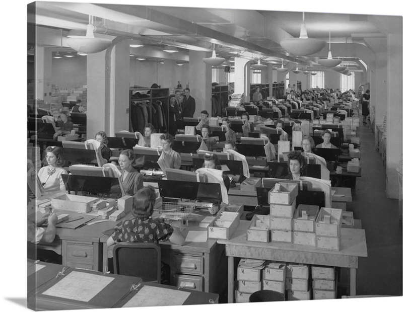 A room full of women Card Punch Operators working on the 1940 census ...