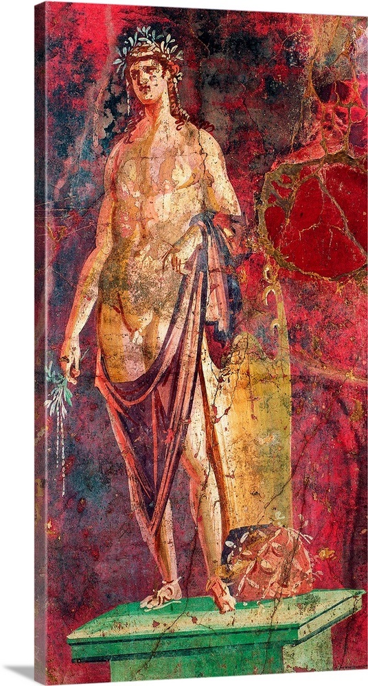 Apollo. Ancient Roman Fresco, c. 50-99 BC. From Insula Occidentalis ...