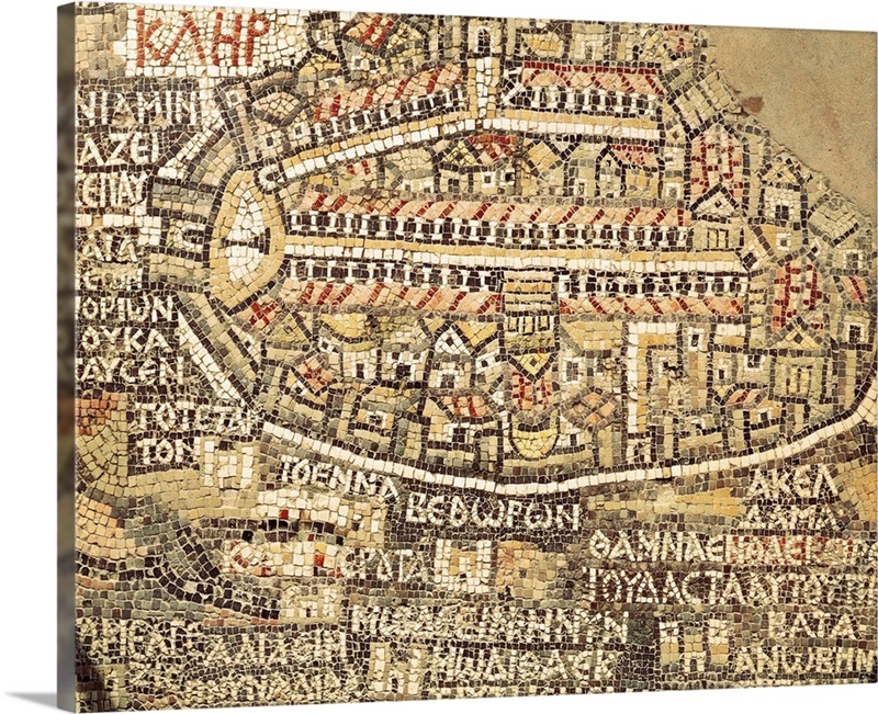 Basilica of Saint George. Jerusalem (6th c.) The oldest existing map of ...