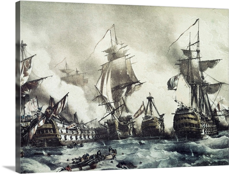 Battle of Trafalgar, October 21, 1805. Engraving. National Library ...